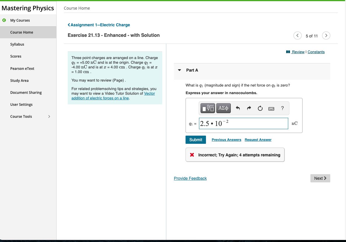 Solved Mastering Physics Course Home My Courses 2 41 = | Chegg.com