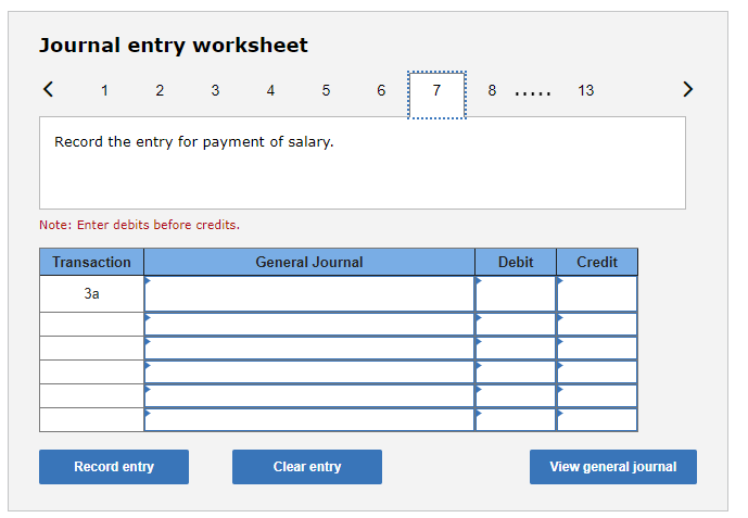 Solved Journal entry worksheet Record the entry for | Chegg.com