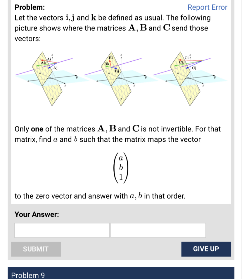 Solved Problem: Report Error Let the vectors i,j and k be | Chegg.com