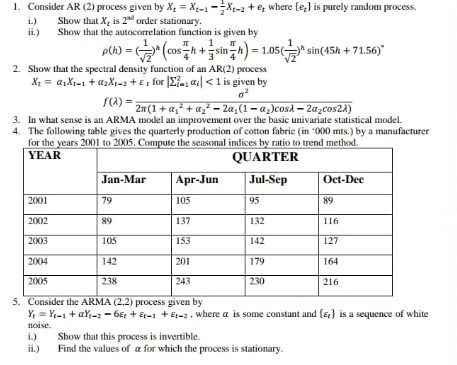 I. Consider AR (2) process given by X X-X Show that | Chegg.com