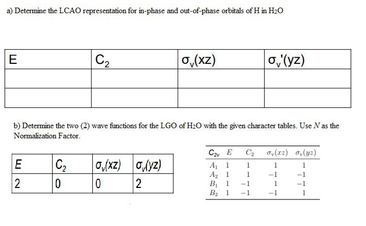 Solved a) Determine the LCAO representation for in-phase and | Chegg.com
