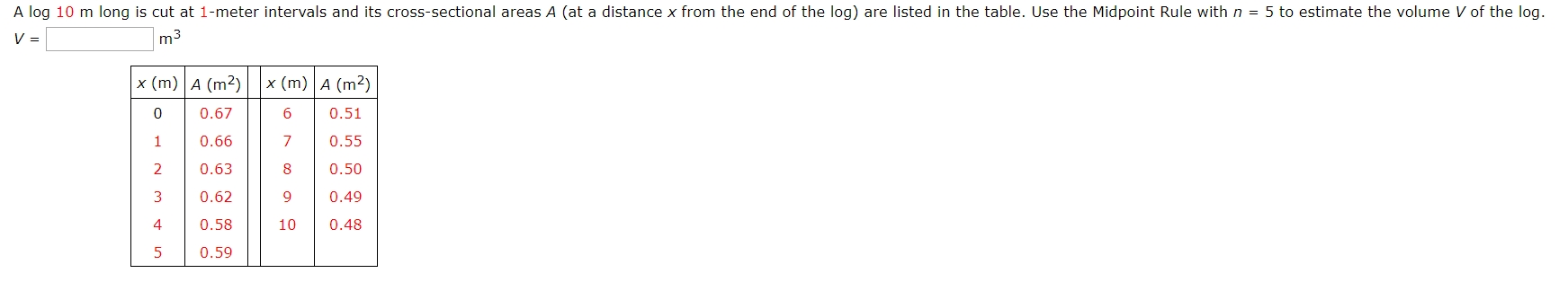 Solved A log 10 m long is cut at 1-meter intervals and its | Chegg.com