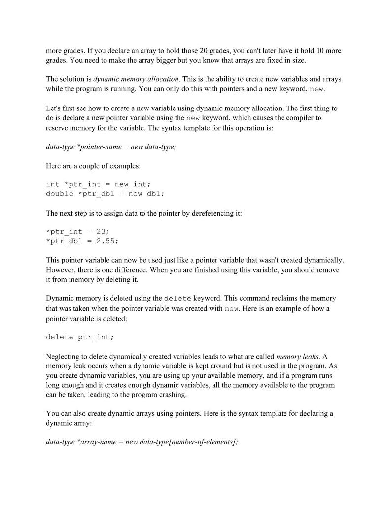 Solved Pointers A pointer is a variable that stores a memory | Chegg.com