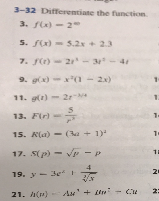 Solved 3-32 Differentiate the function 3. f(x)240 5. | Chegg.com