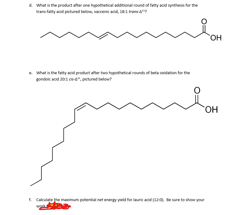 Solved d. What is the product after one hypothetical | Chegg.com