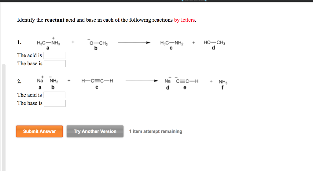 Solved Identify the reactant acid and base in each of the | Chegg.com