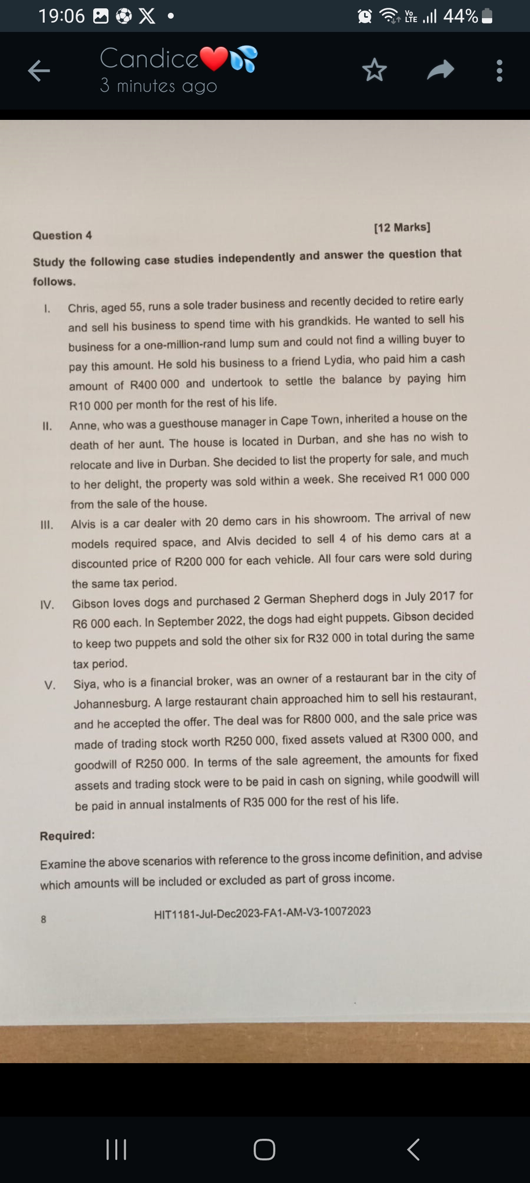 Solved Question 4 [12 Marks] Study the following case | Chegg.com