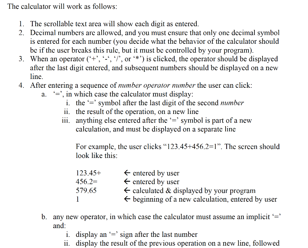 Solved so i have to make a visual calculator in java. here | Chegg.com