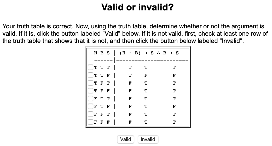 Solved Use the truth table to show whether the argument is | Chegg.com