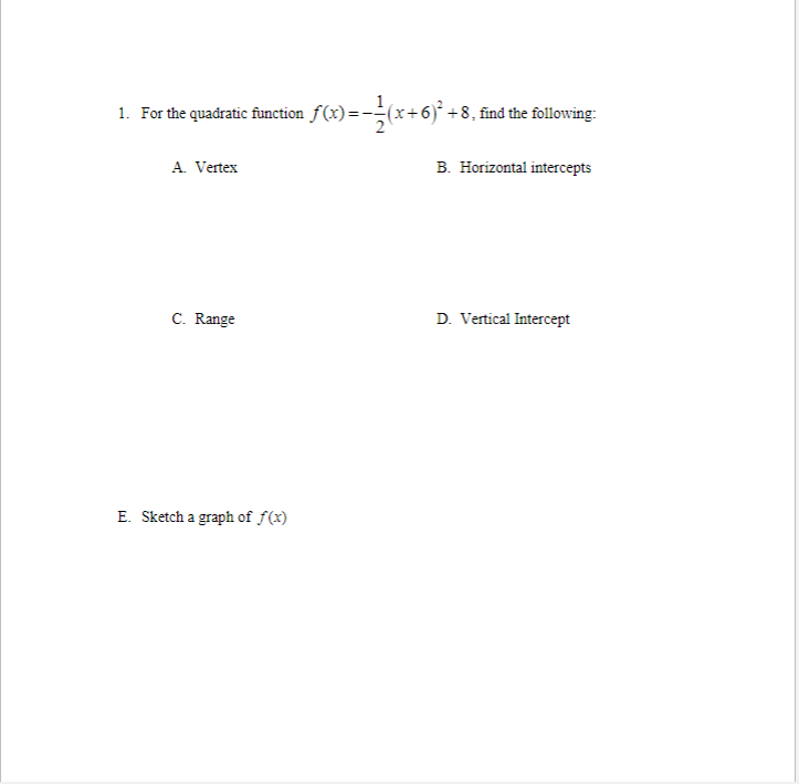 Solved Show me the steps to solve For the quadratic function | Chegg.com