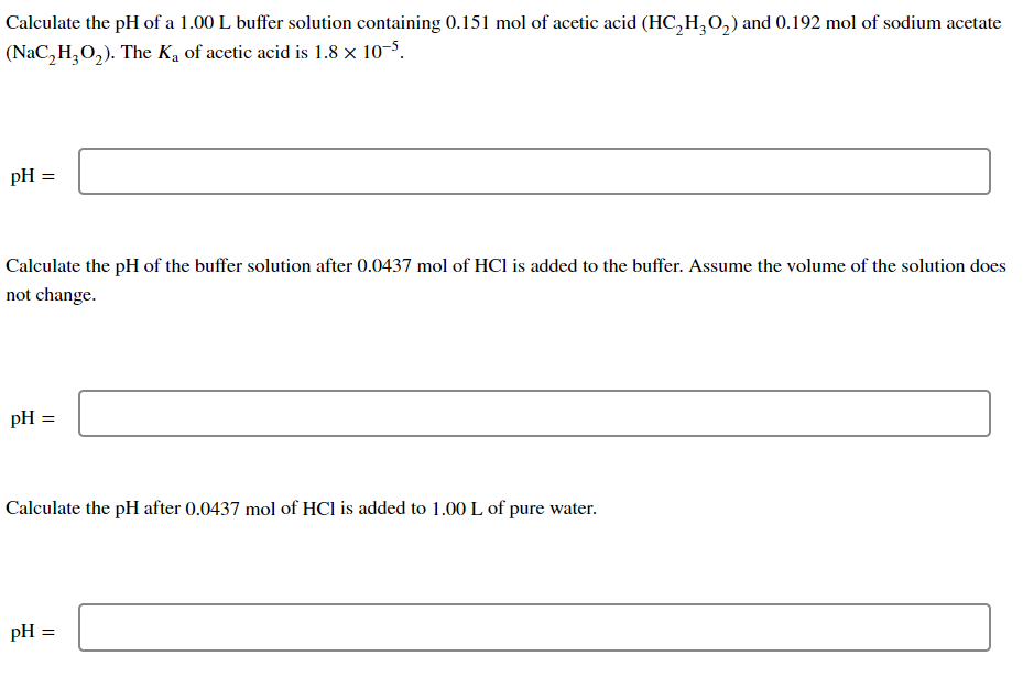 Solved Calculate the pH of a 1.00 L buffer solution | Chegg.com