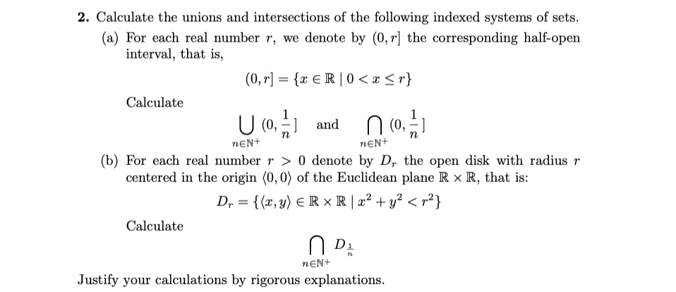 Solved 2. Calculate the unions and intersections of the | Chegg.com