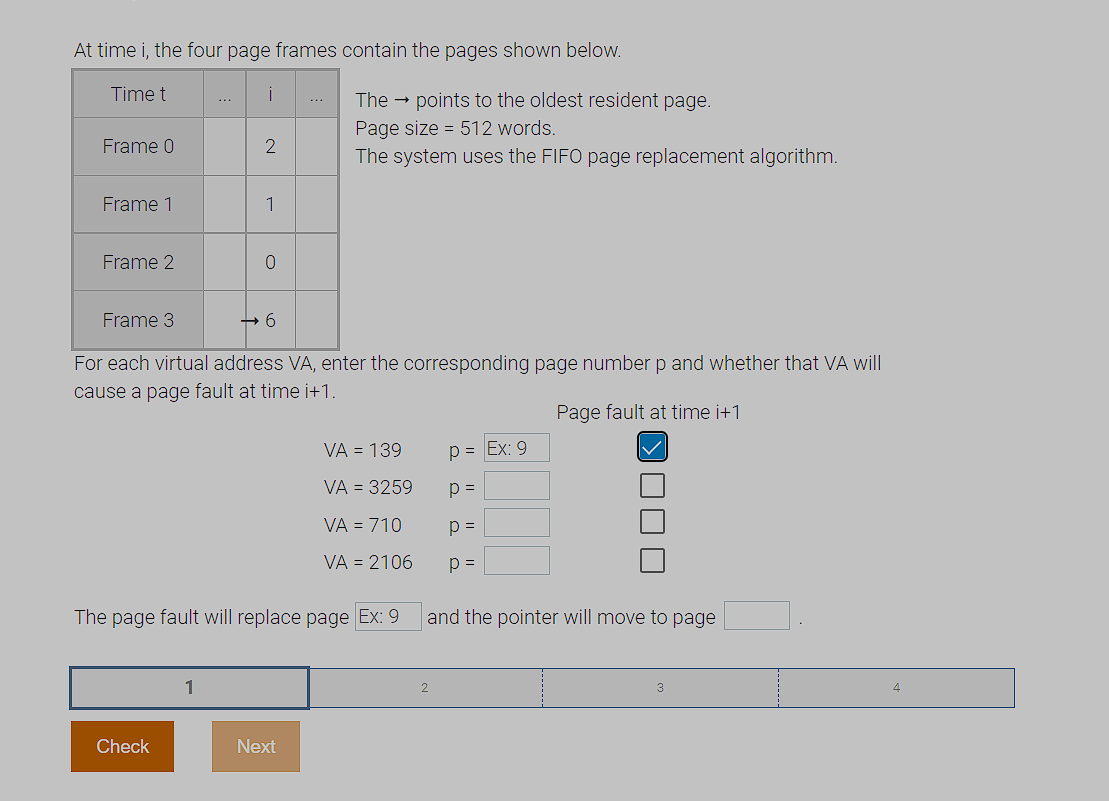 Solved At time i, the four page frames contain the pages | Chegg.com