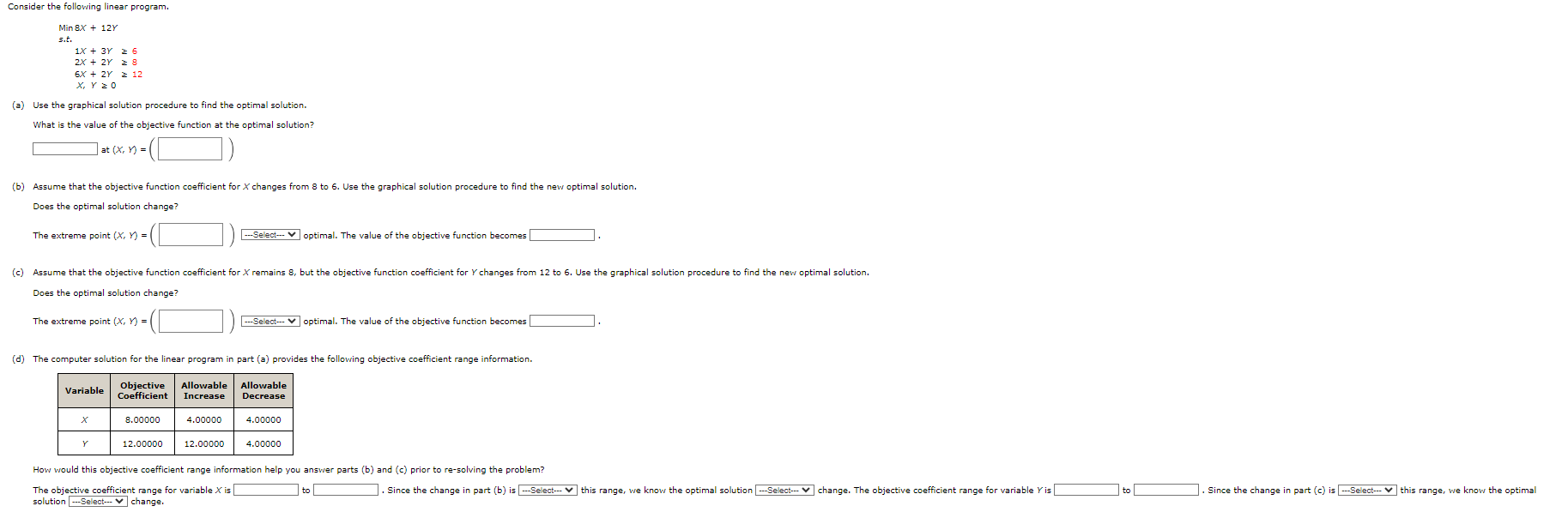 Solved Consider the following linear program.Min . ﻿s.t.Min | Chegg.com