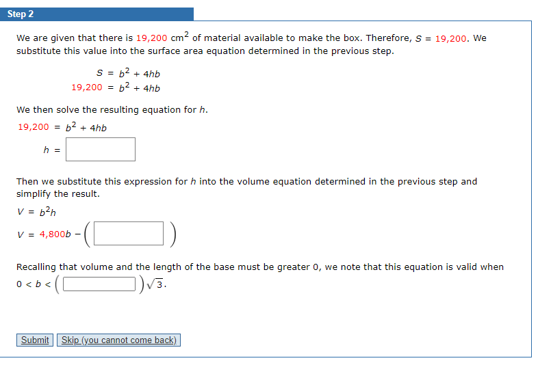 Solved Step 2 We are given that there is 19,200 cm2 of | Chegg.com