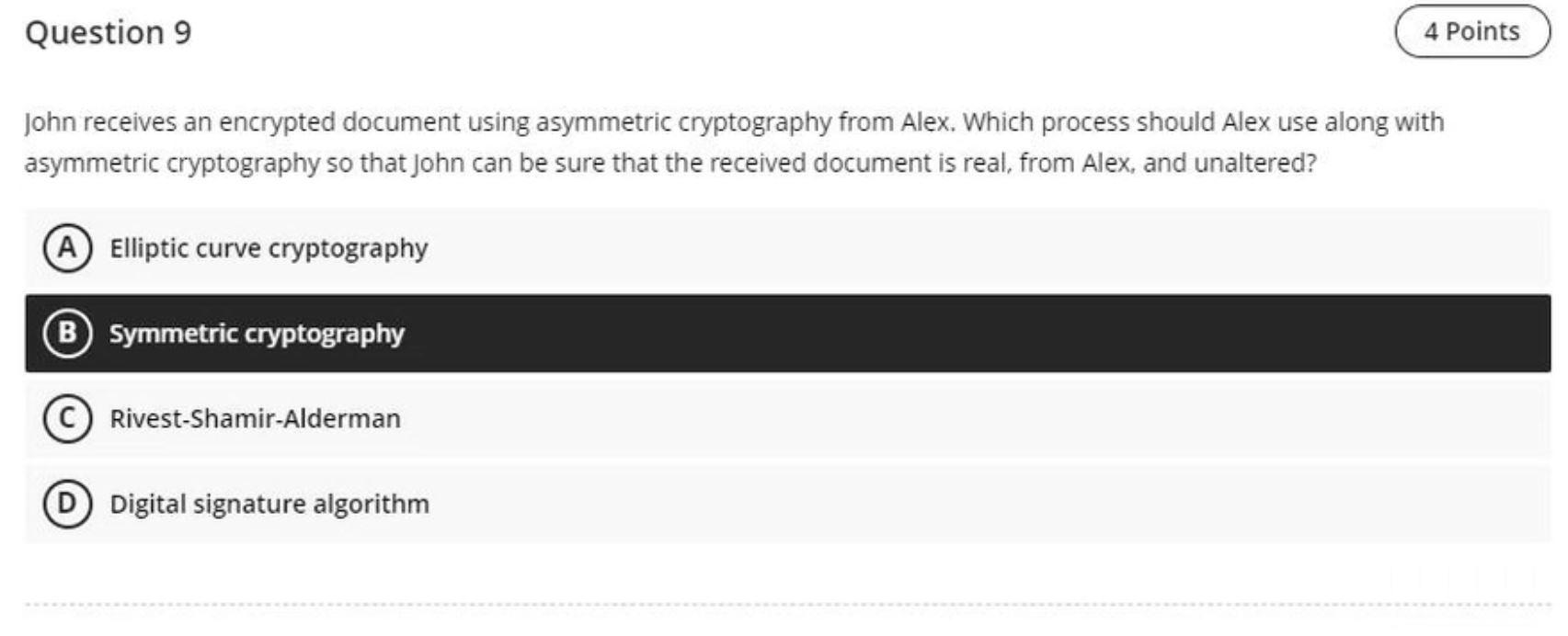 Solved John receives an encrypted document using asymmetric | Chegg.com