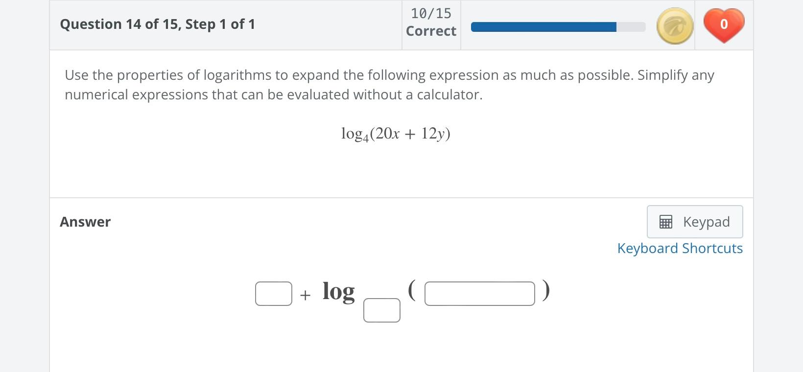 Solved Question 14 of 15, Step 1 of 1 10/15 Correct Use the | Chegg.com