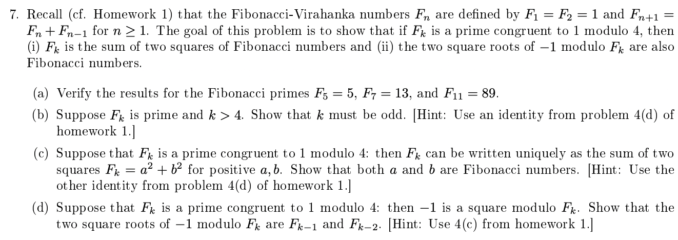 Solved 7. Recall (cf. Homework 1) that the | Chegg.com