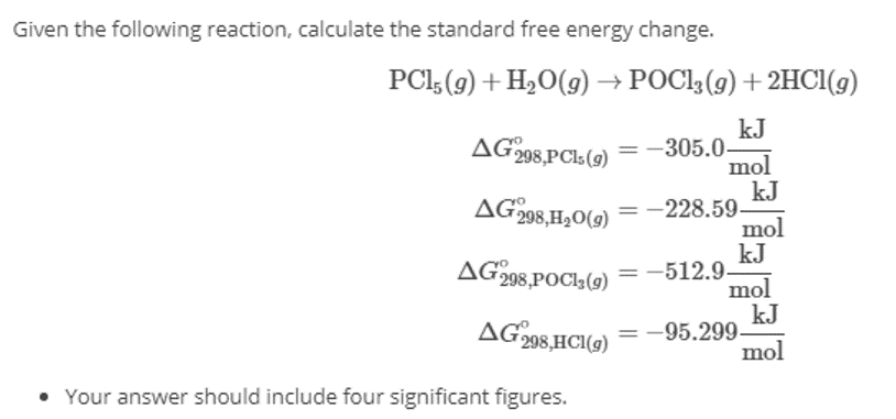 Solved Given the following reaction, calculate the standard | Chegg.com