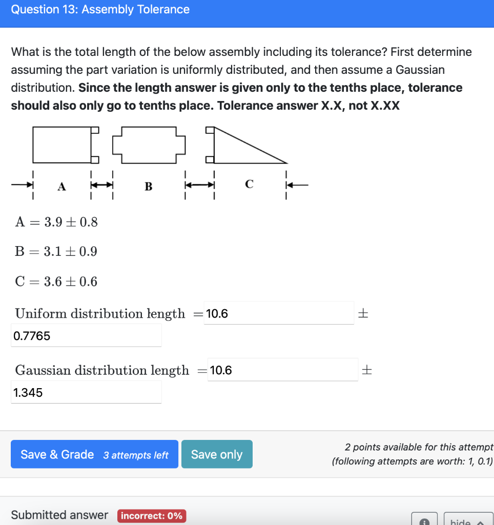 Solved Question 13: Assembly Tolerance What is the total | Chegg.com