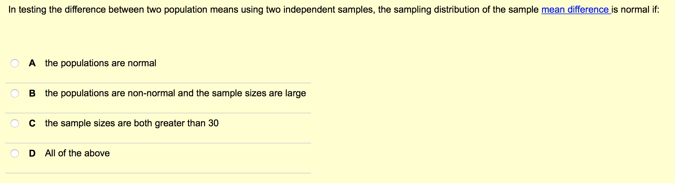 Solved In testing the difference between two population | Chegg.com