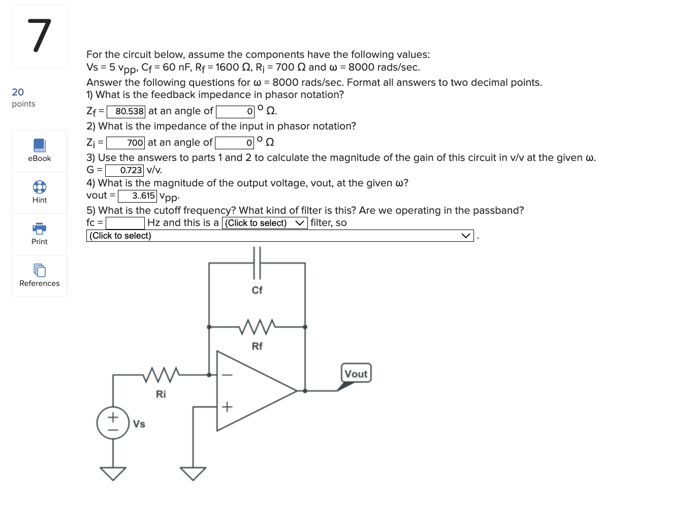 Solved For the circuit below, assume the components have the | Chegg.com