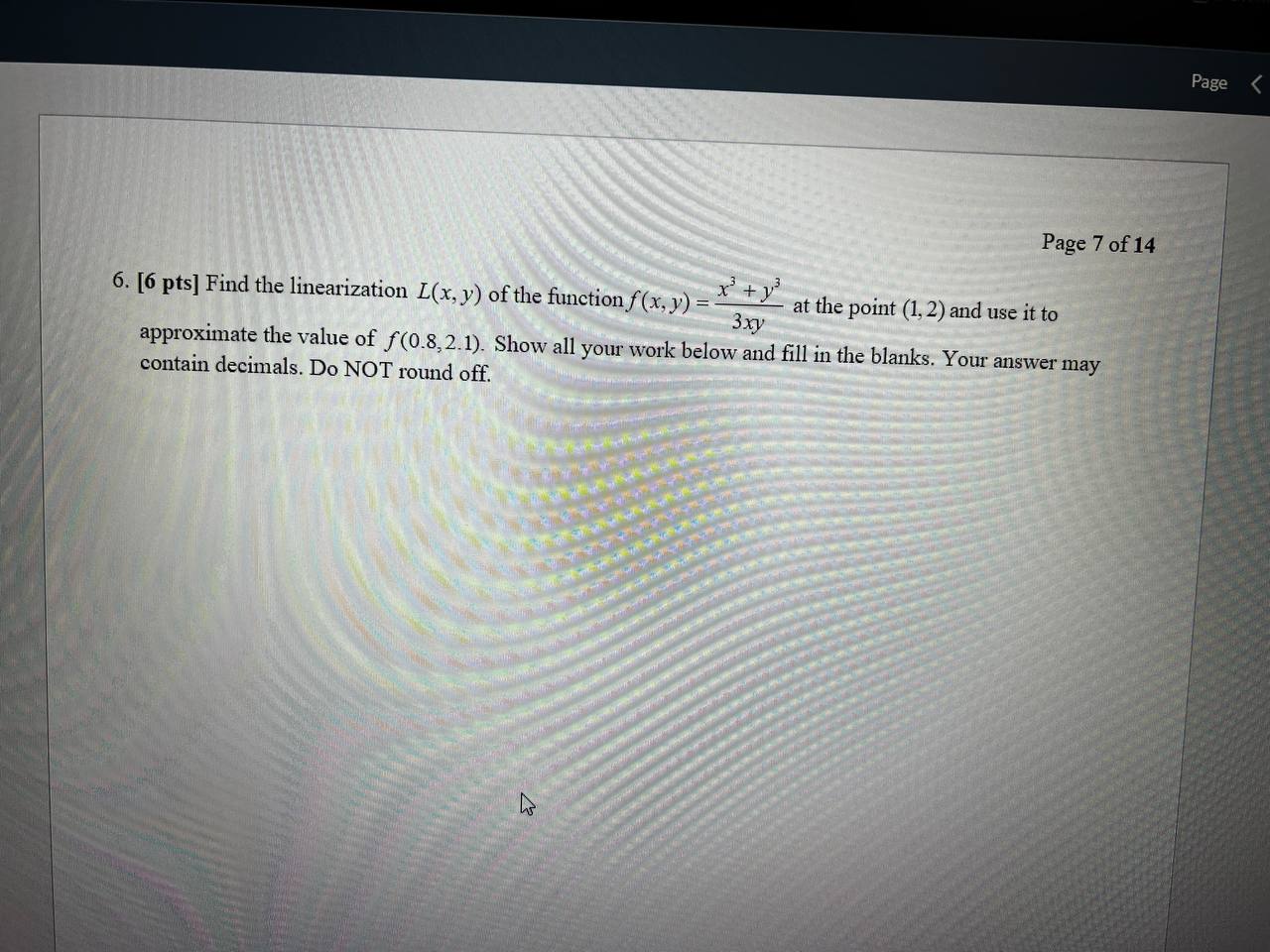 Solved 6. [6 pts] Find the linearization L(x,y) of the | Chegg.com