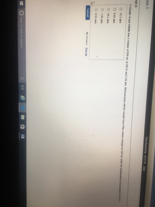 Solved A sample of gas initially has a volume of 859 ml. at | Chegg.com