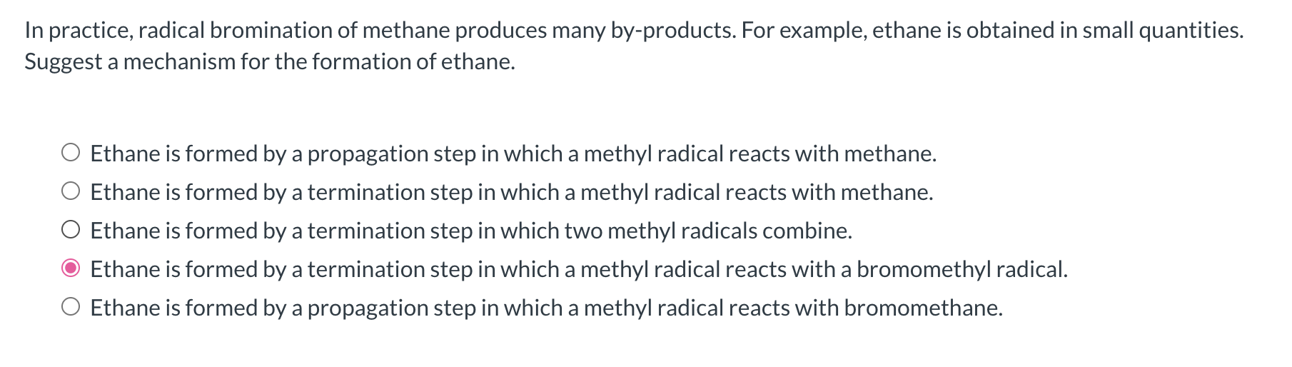Solved In practice, radical bromination of methane produces | Chegg.com