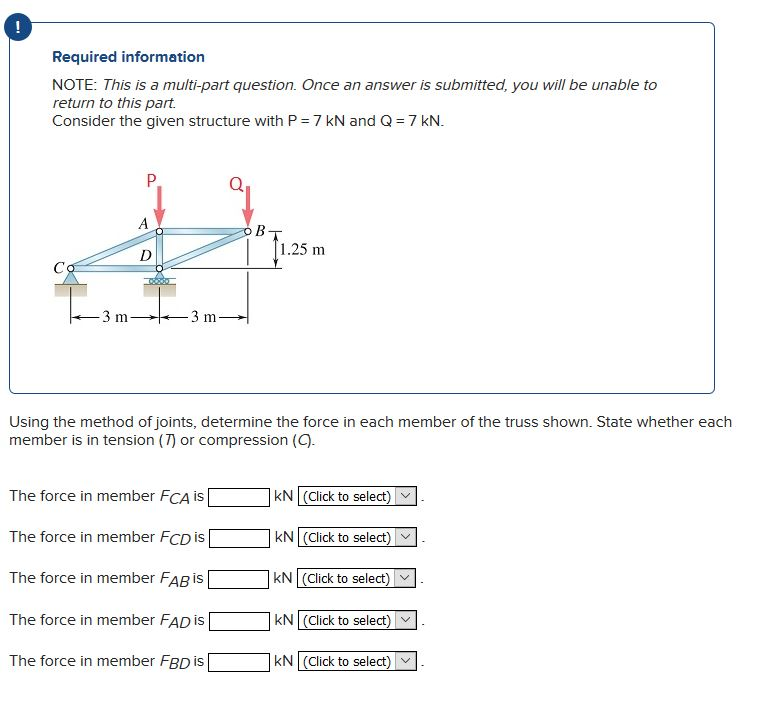 Solved Consider the given structure with P = 7kN and Q = | Chegg.com