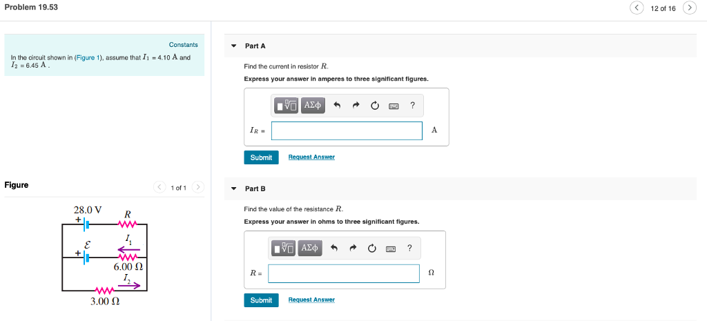 Solved Problem 19.53 Constants Part A Find the current in | Chegg.com