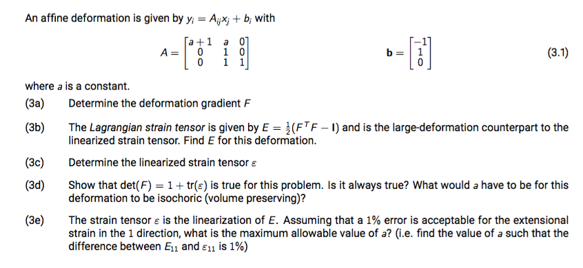 Solved An affine deformation is given by y- Ajx+ b, with | Chegg.com