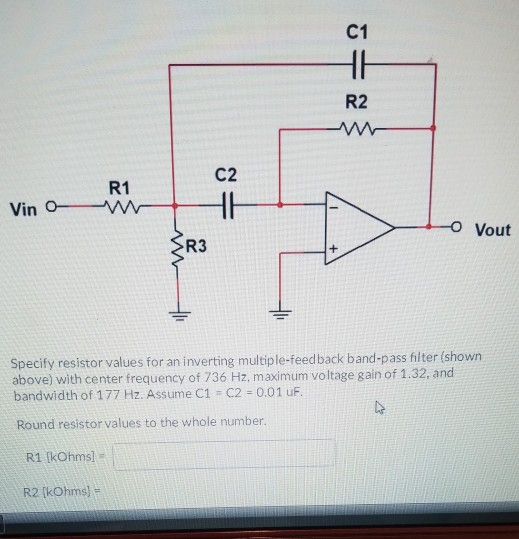 Solved Specify resistor values for an inverting | Chegg.com