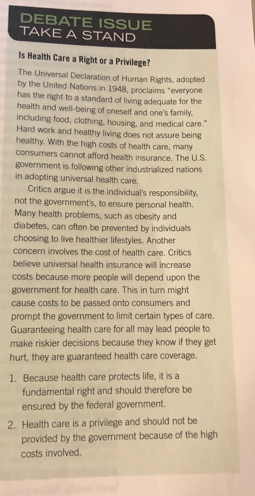 Solved Take either question 1 or 2 and defend your answer in | Chegg.com