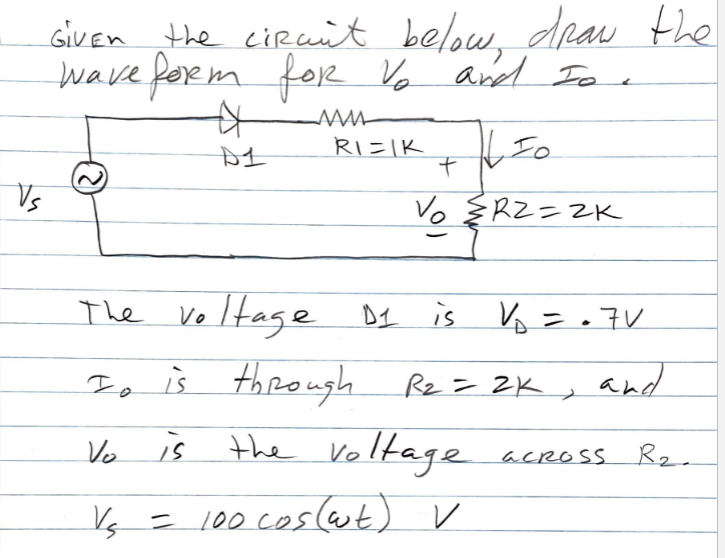 Solved Given the circuit below, draw the waveform for V0 and | Chegg.com
