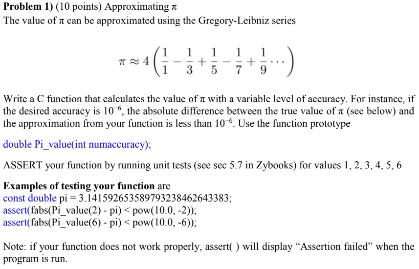 Solved Problem 1) (10 points) Approximating t The value of T | Chegg.com
