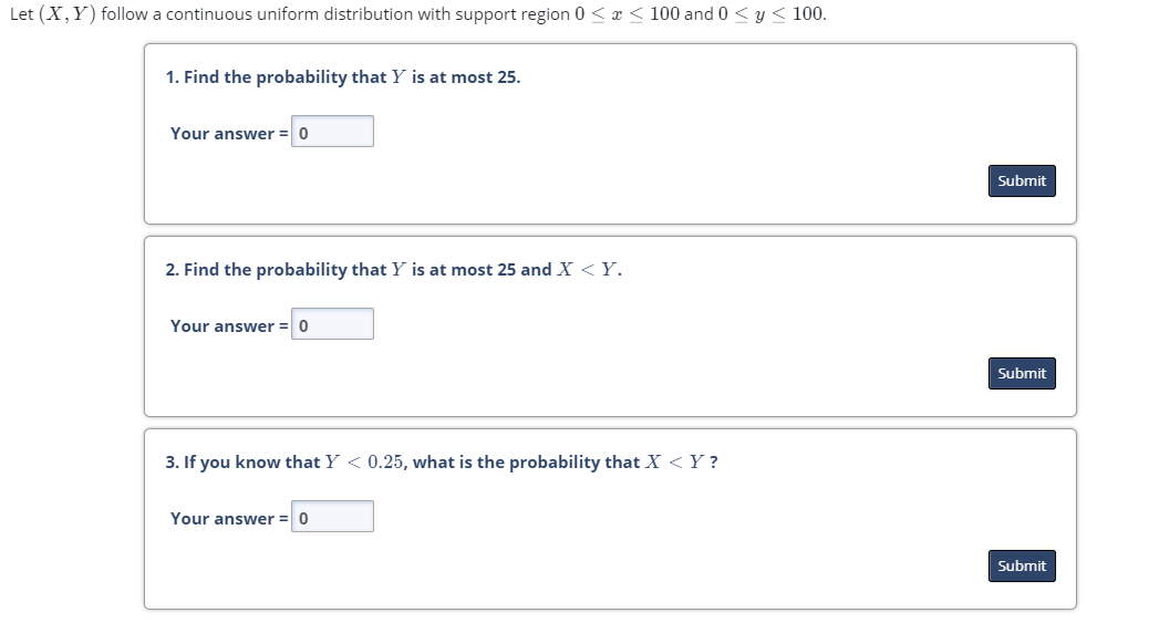 Solved Let (X,Y) follow a continuous uniform distribution | Chegg.com