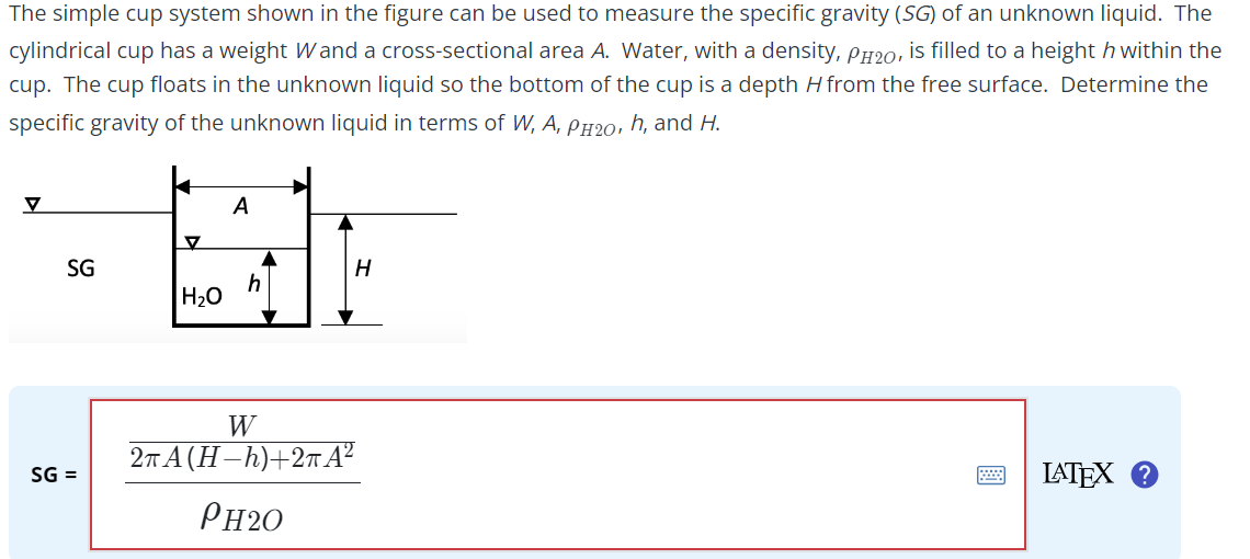 Solved The simple cup system shown in the figure can be used | Chegg.com