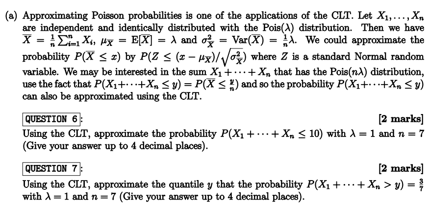 Solved = = (a) Approximating Poisson probabilities is one of | Chegg.com