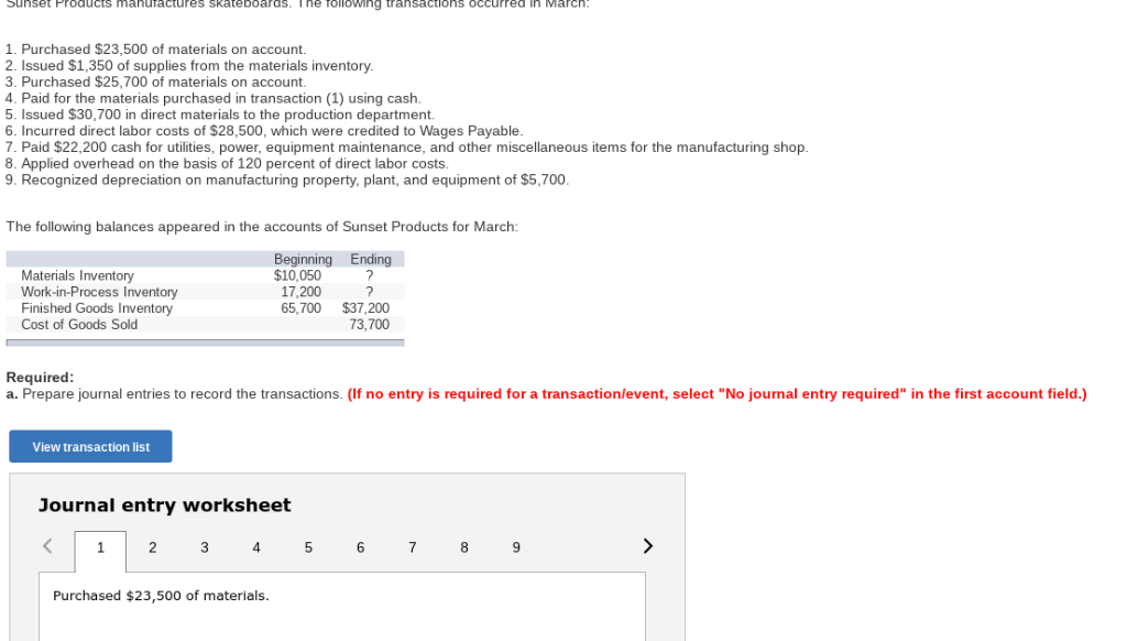 Solved Sunset Products manufactures skateboards. The | Chegg.com