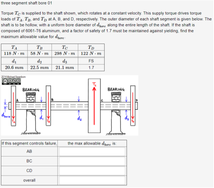 Solved three segment shaft bore 01Torque TC is ﻿supplied to | Chegg.com