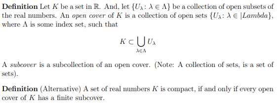 Solved Definition Let K be a subset of R. A set K is compact | Chegg.com