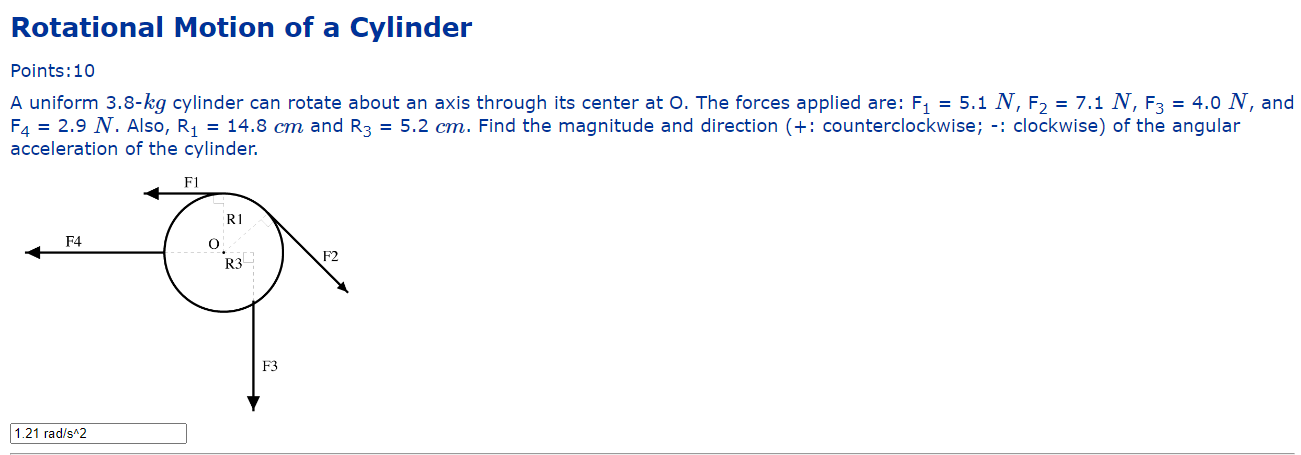 Solved Rotational Motion of a CylinderA uniform 3.8-kg | Chegg.com