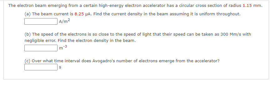 Solved The electron beam emerging from a certain high-energy | Chegg.com