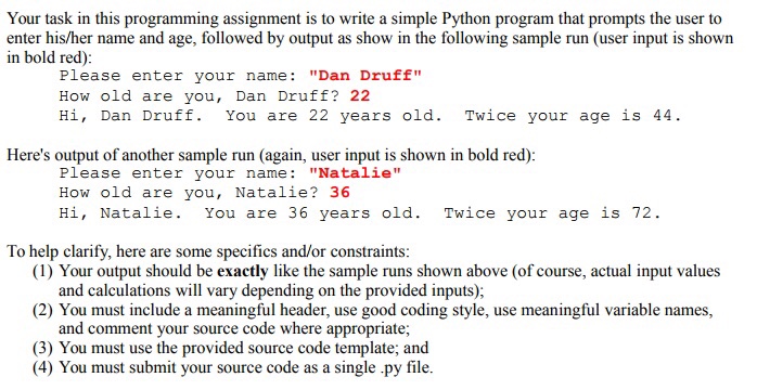 Solved Your task in this programming assignment is to write | Chegg.com