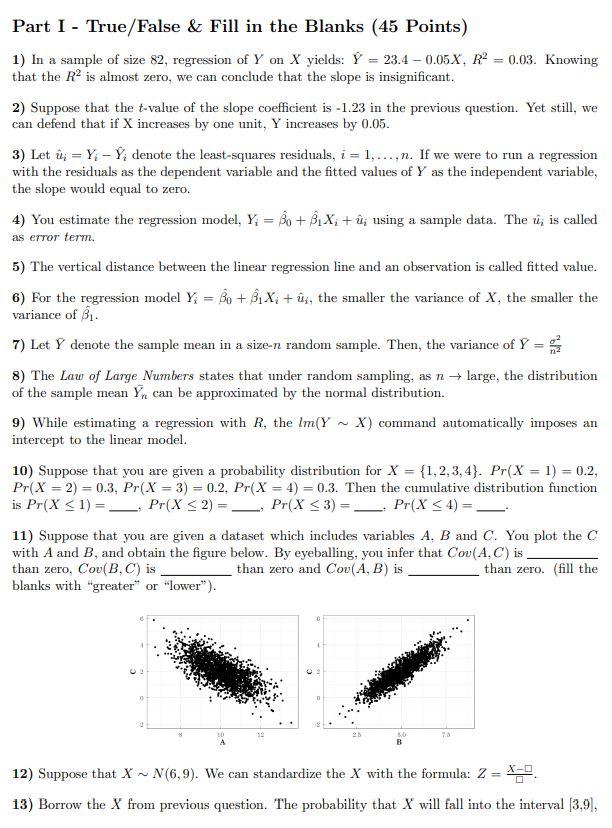 Solved Part I - True/False \& Fill in the Blanks (45 Points) | Chegg.com