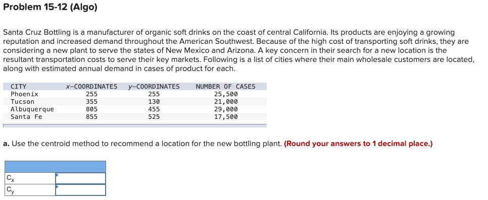 Solved Problem 15-12 (Algo)Santa Cruz Bottling is a | Chegg.com