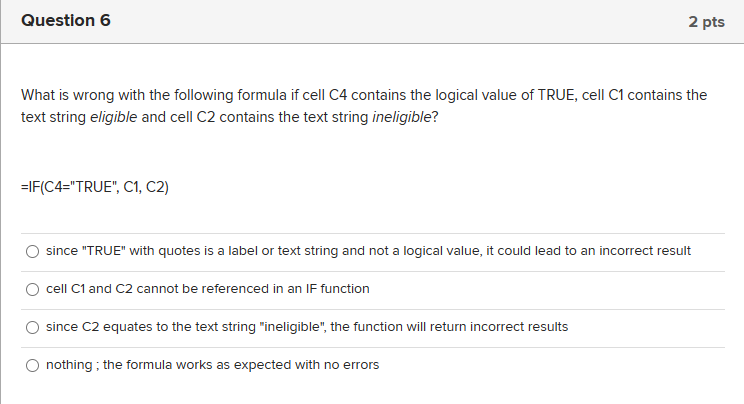 Solved What is wrong with the following formula if cell C4 | Chegg.com