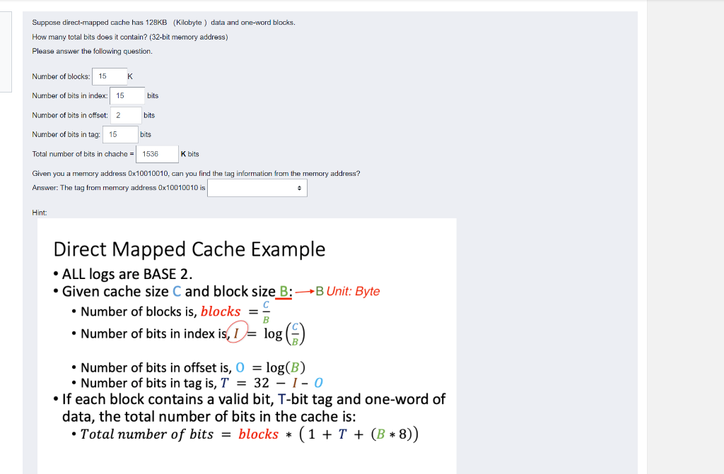 Solved Suppose direct-mapped cache has 128KB (Kilobyte ) | Chegg.com