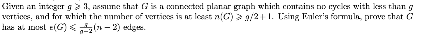 Solved Given an integer g⩾3, assume that G is a connected | Chegg.com